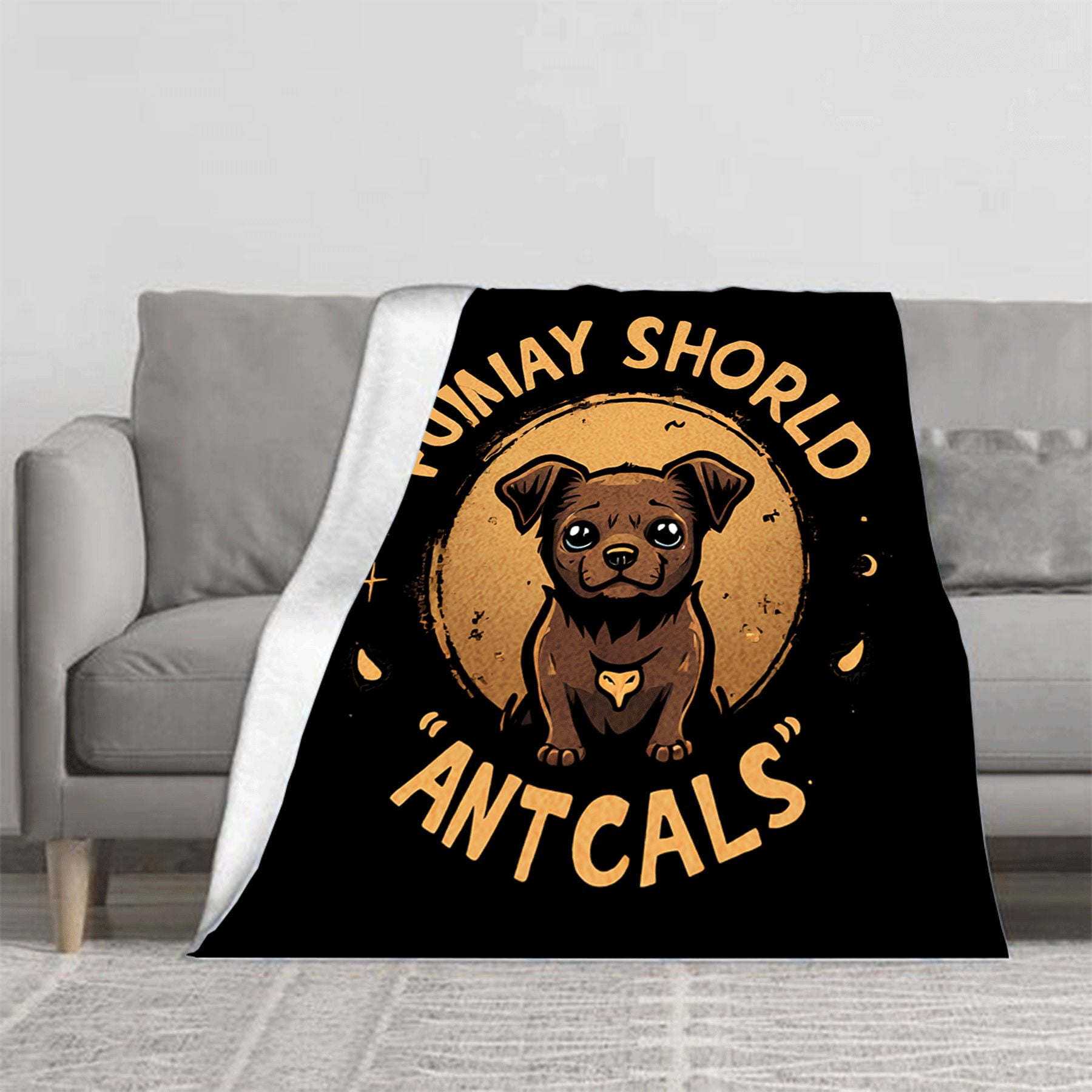 Durable Soft & Warm Flannel Blanket - Cozy Cartoon Dog Design with ...