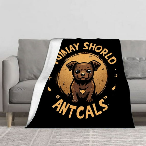 Durable Soft & Warm Flannel Blanket - Cozy Cartoon Dog Design with ...