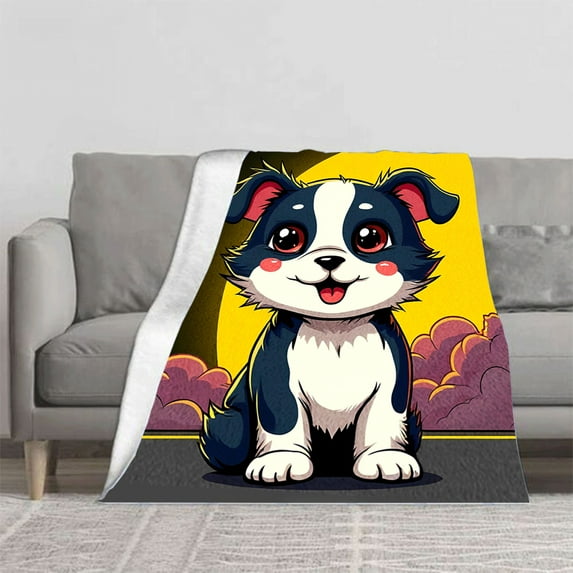 Durable Soft & Warm Flannel Blanket - Cozy Cartoon Dog Design with ...