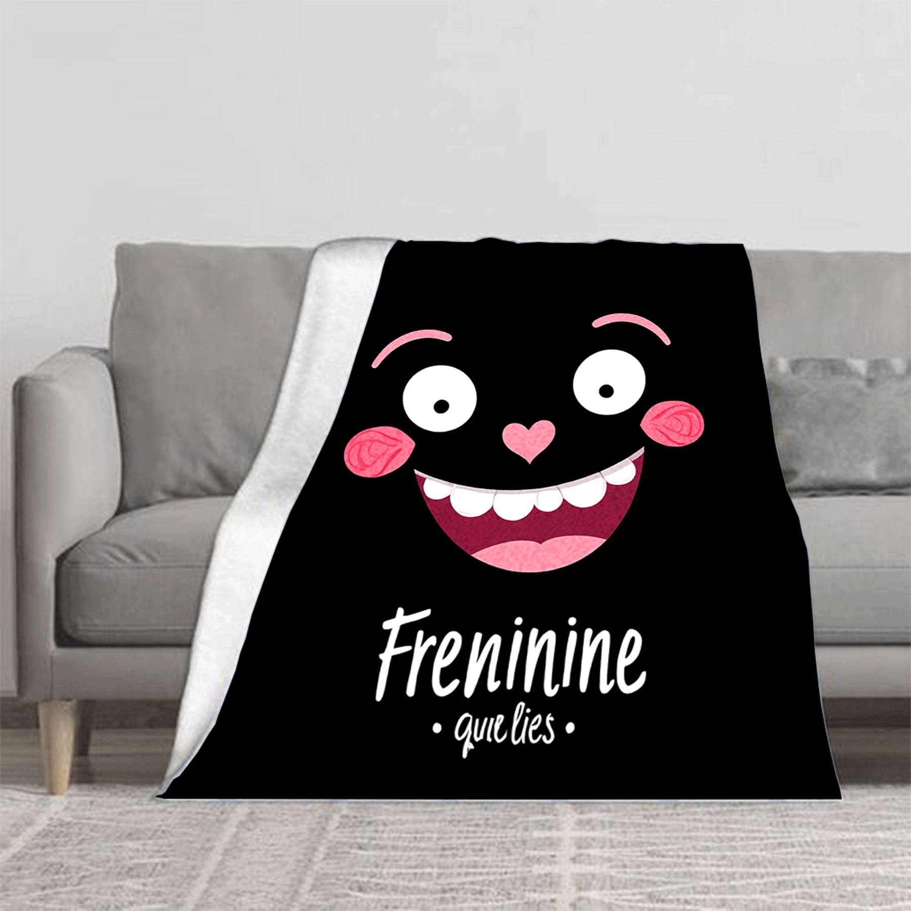 Durable Soft & Warm Flannel Blanket - Cozy Cartoon Face Design with ...