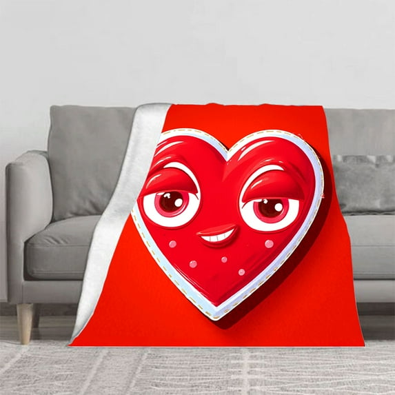 Durable Soft & Warm Flannel Blanket - Cozy Cartoon Heart Design Perfect ...