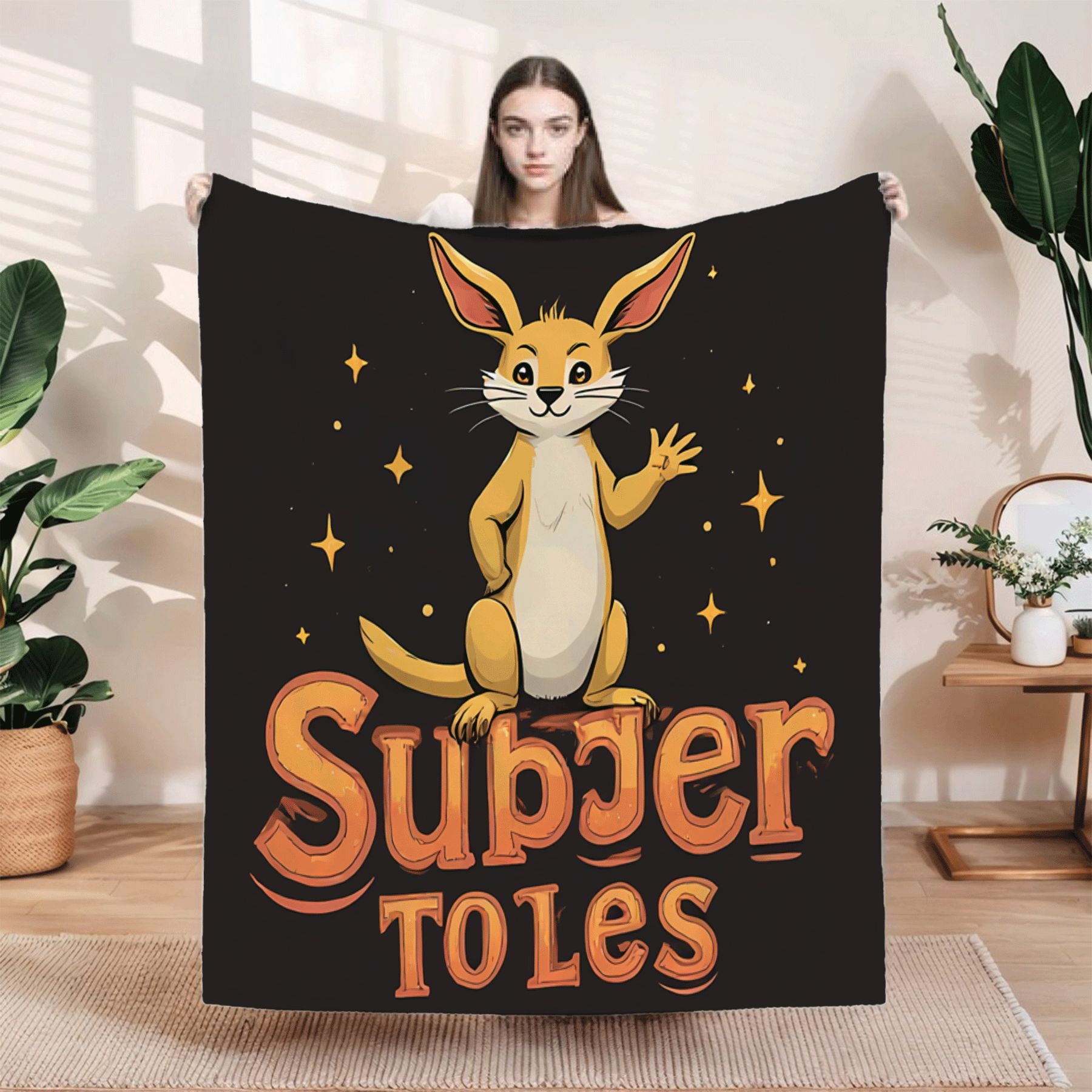 Durable Soft & Warm Flannel Blanket - Cozy Cartoon Rabbit Design for ...