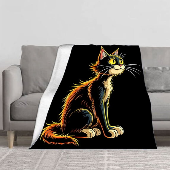 Durable Soft & Warm Flannel Blanket - Cozy Cat Pattern Design for Sofa ...