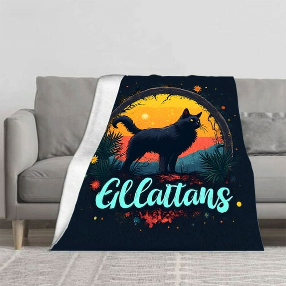 Durable Soft & Warm Flannel Blanket - Cozy Cat Silhouette Design with ...