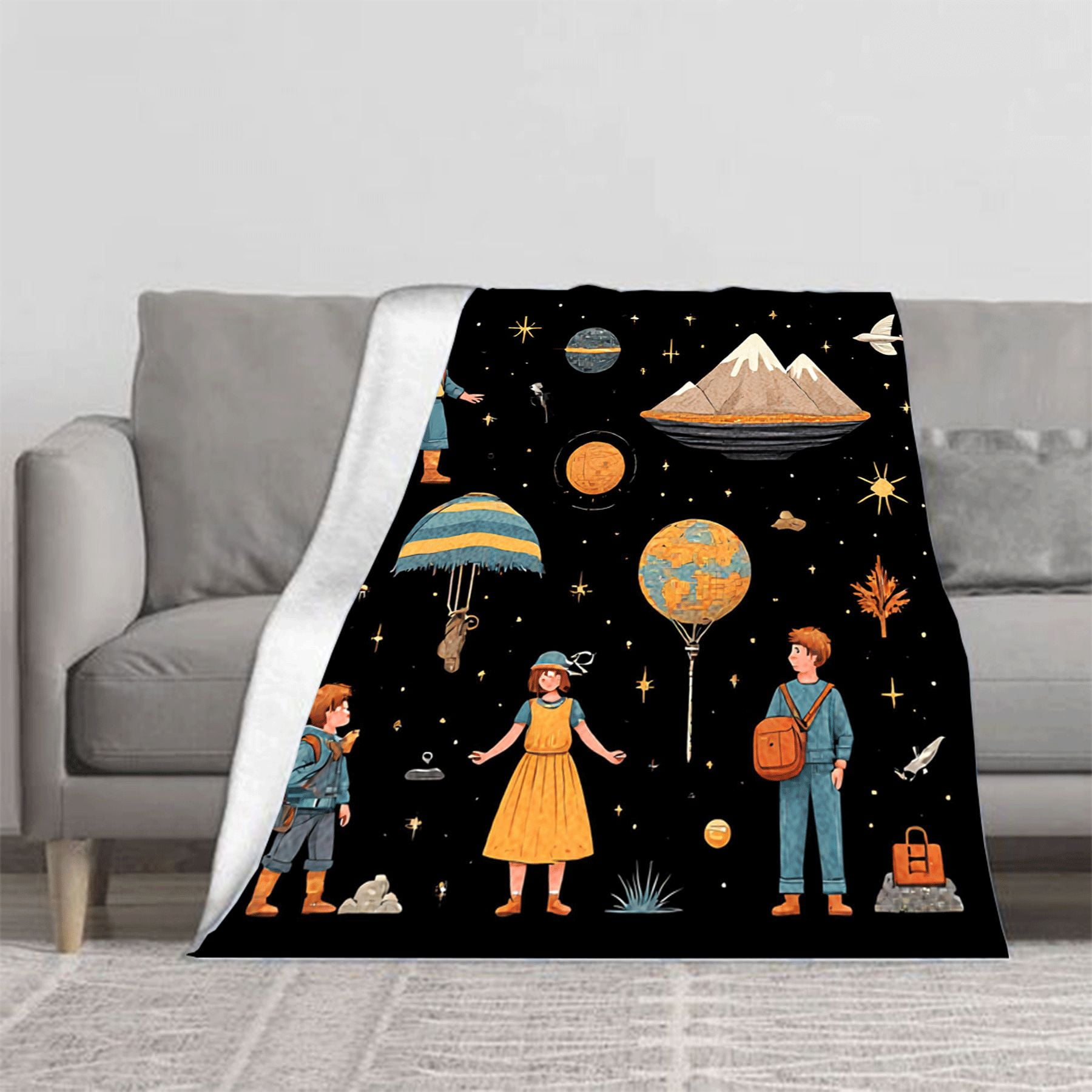 Durable Soft & Warm Flannel Blanket - Cozy Celestial Design with ...