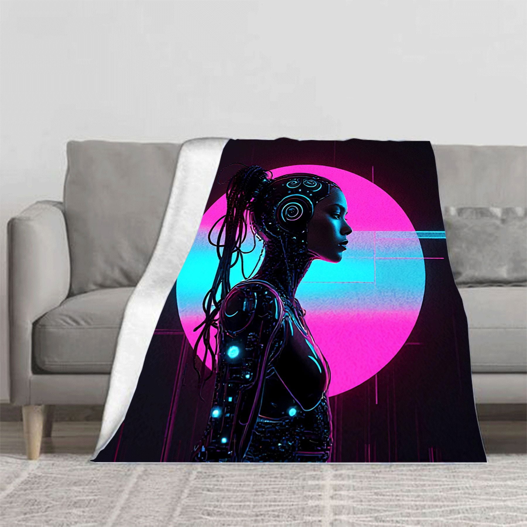 Durable Soft & Warm Flannel Blanket - Cozy Circuitry Pattern Design for ...