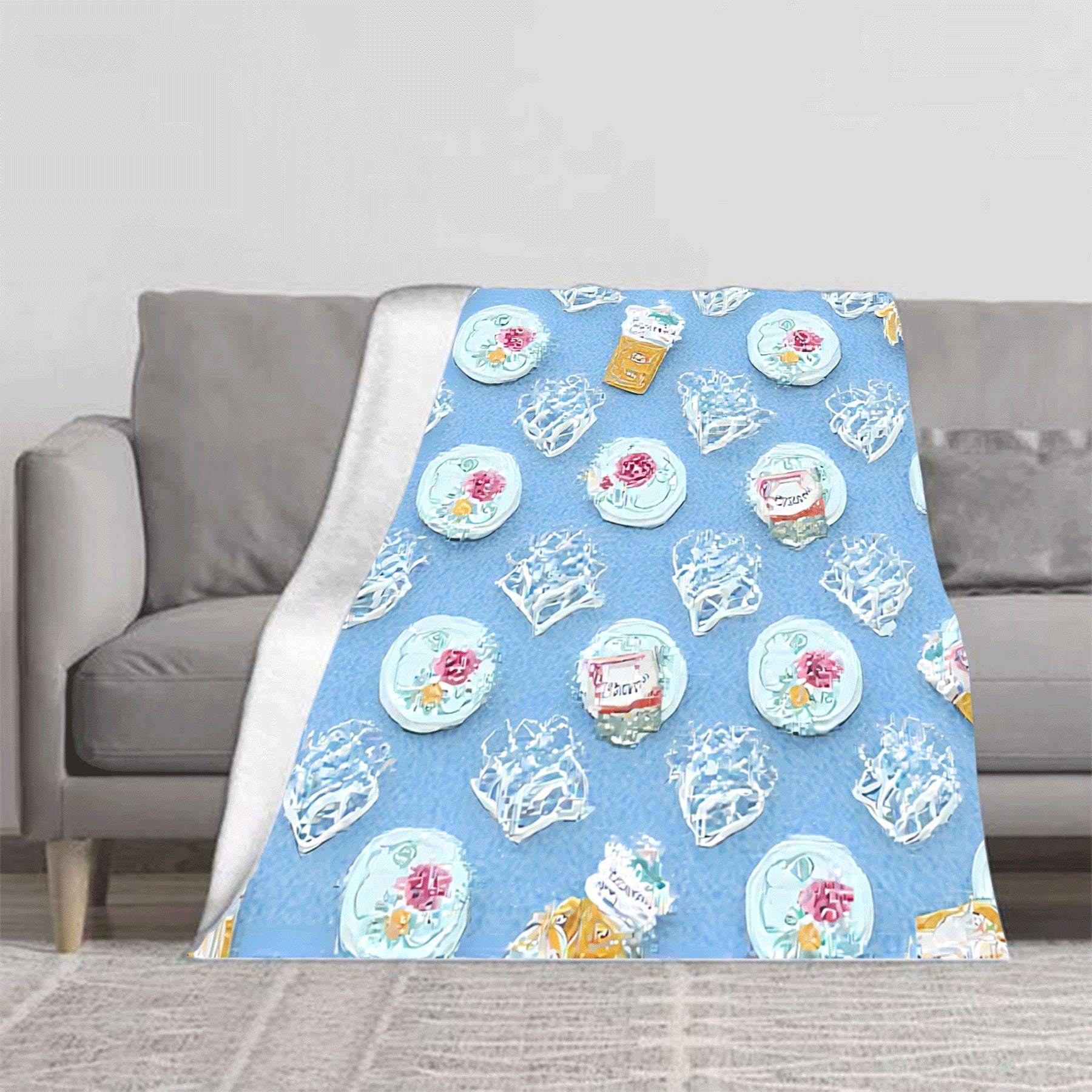 Durable Soft & Warm Flannel Blanket - Cozy Coral & Seaweed Pattern ...