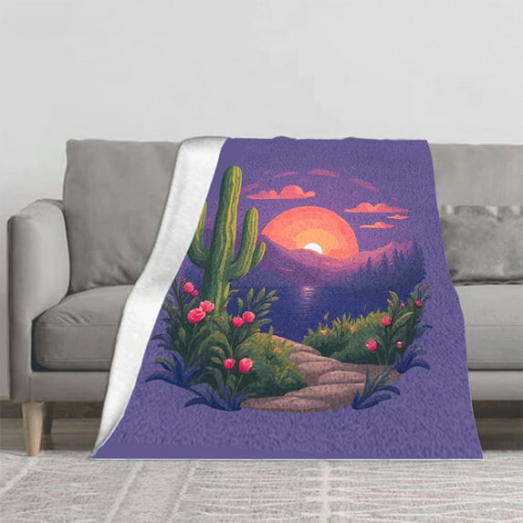 Durable Soft & Warm Flannel Blanket - Cozy Desert Sunset Design Perfect ...