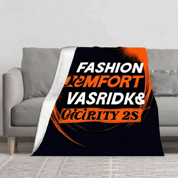 Durable Soft & Warm Flannel Blanket - Cozy Design with Bold Orange ...