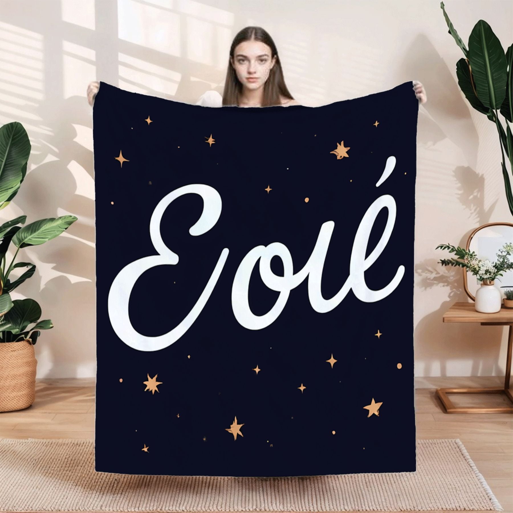 Durable Soft & Warm Flannel Blanket - Cozy Design with Elegant Cursive ...