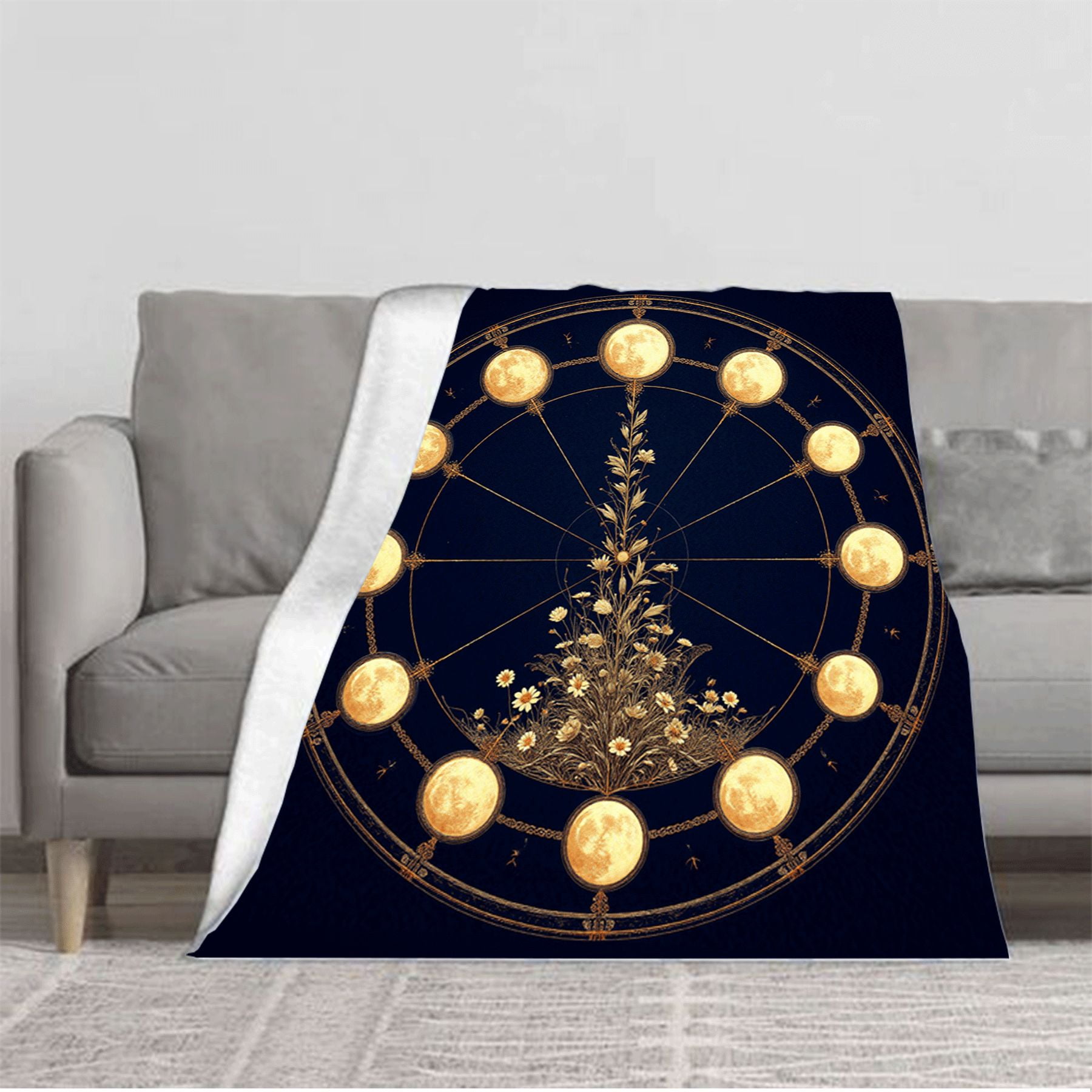 Durable Soft & Warm Flannel Blanket - Cozy Design with Elegant Plant ...