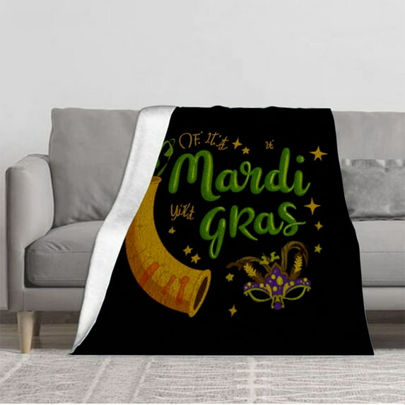 Durable Soft & Warm Flannel Blanket - Cozy Design with Festive Mardi ...