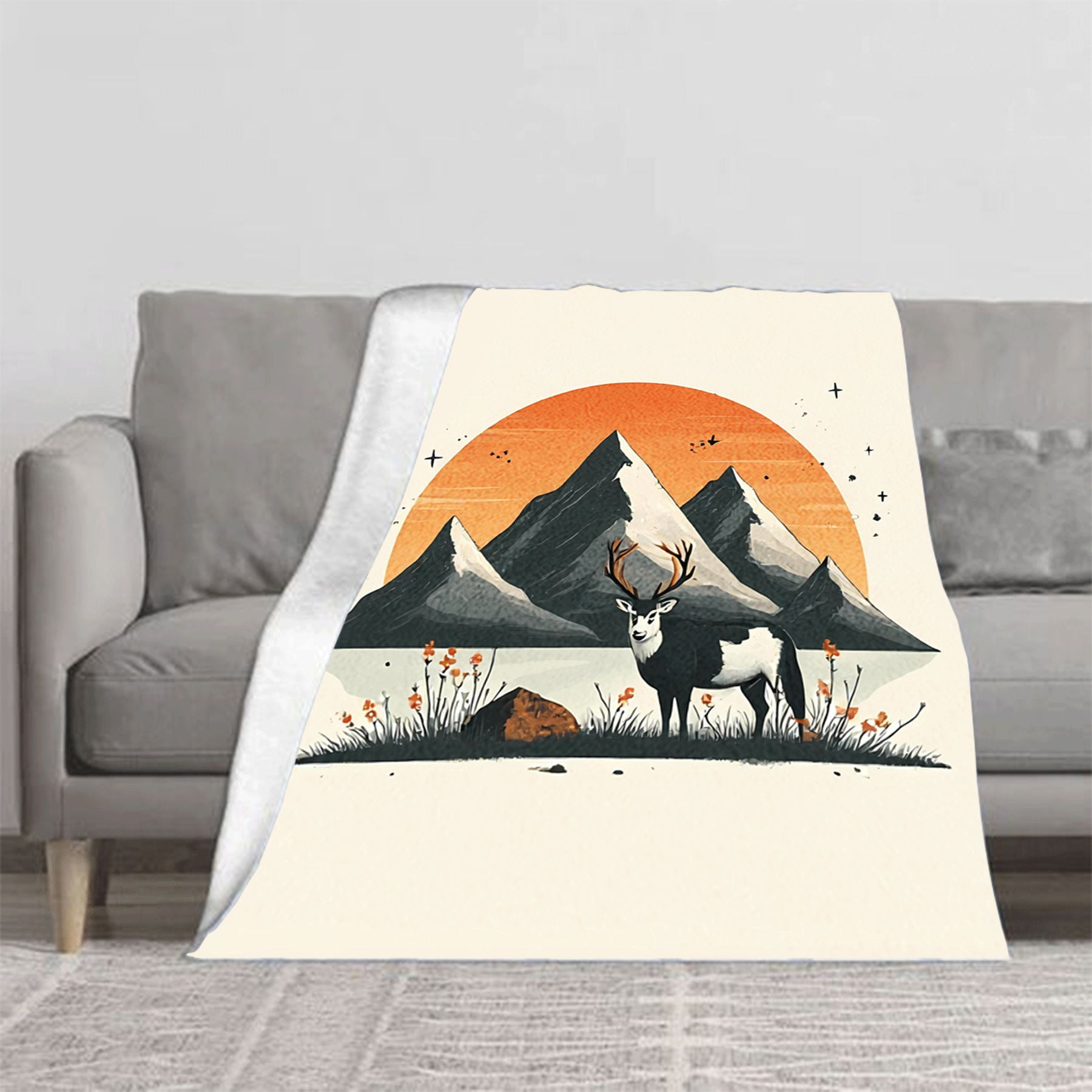Durable Soft & Warm Flannel Blanket - Cozy Design with Serene Mountain ...