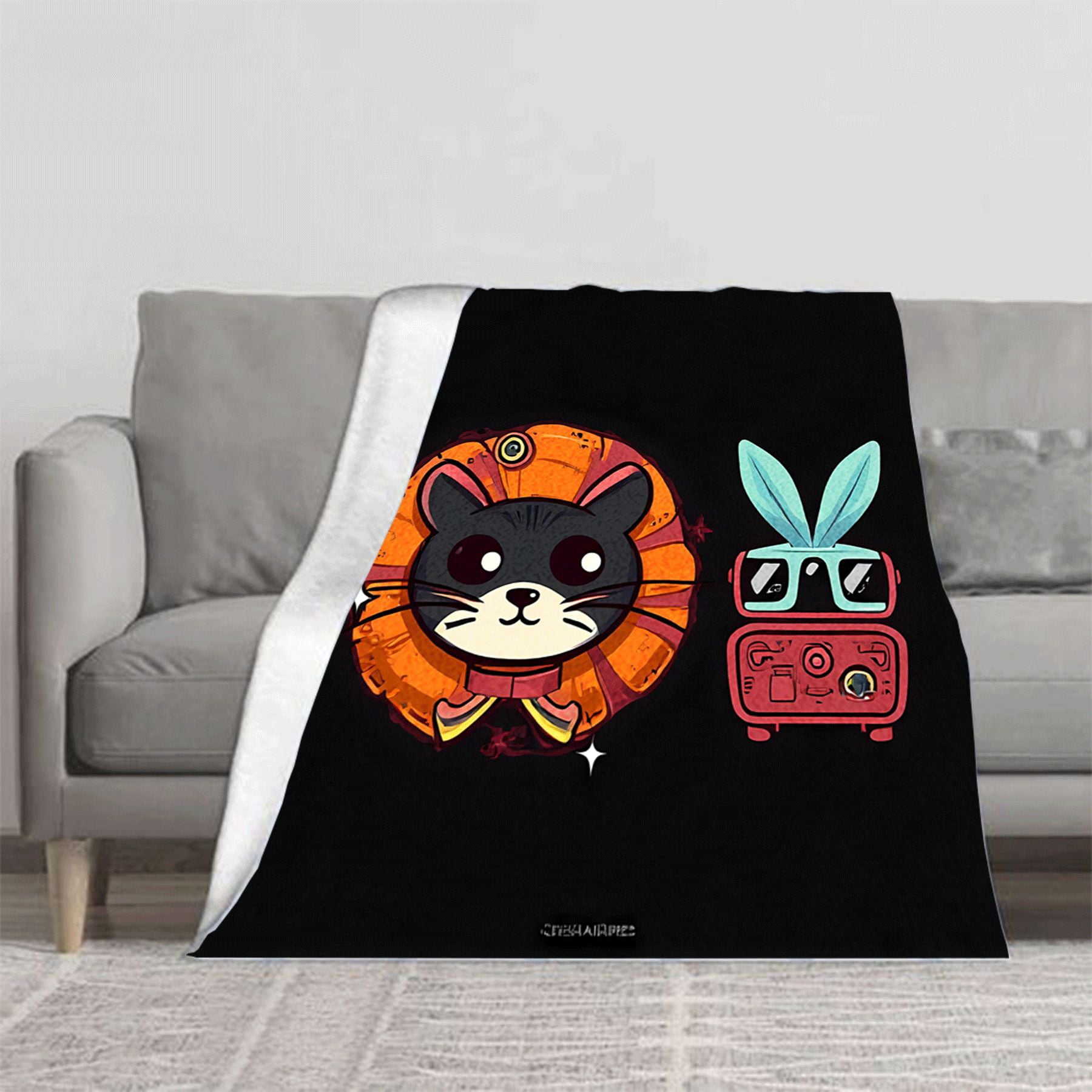 Durable Soft & Warm Flannel Blanket - Cozy Design with Vibrant Cartoon ...