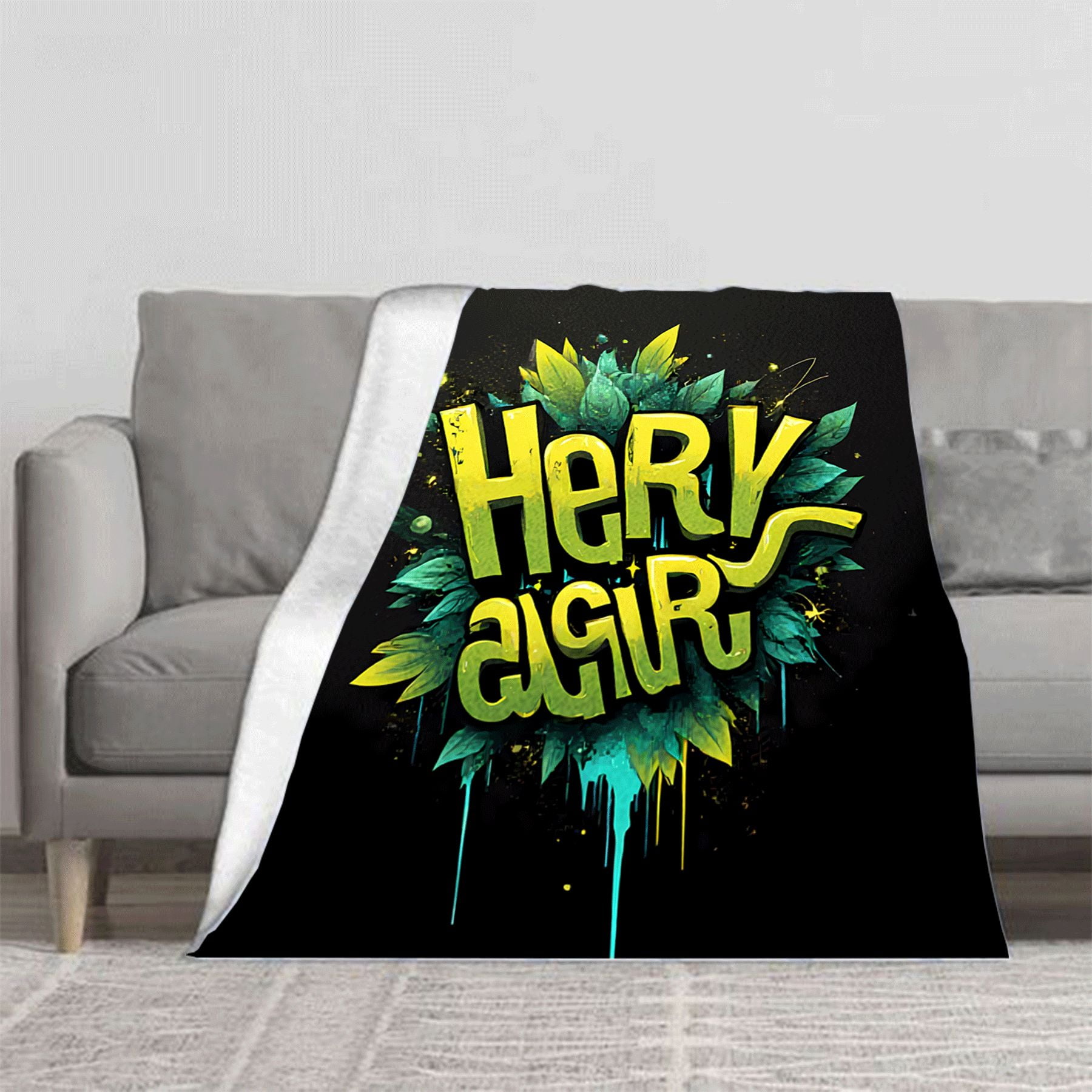 Durable Soft & Warm Flannel Blanket - Cozy Design with Vibrant Green ...