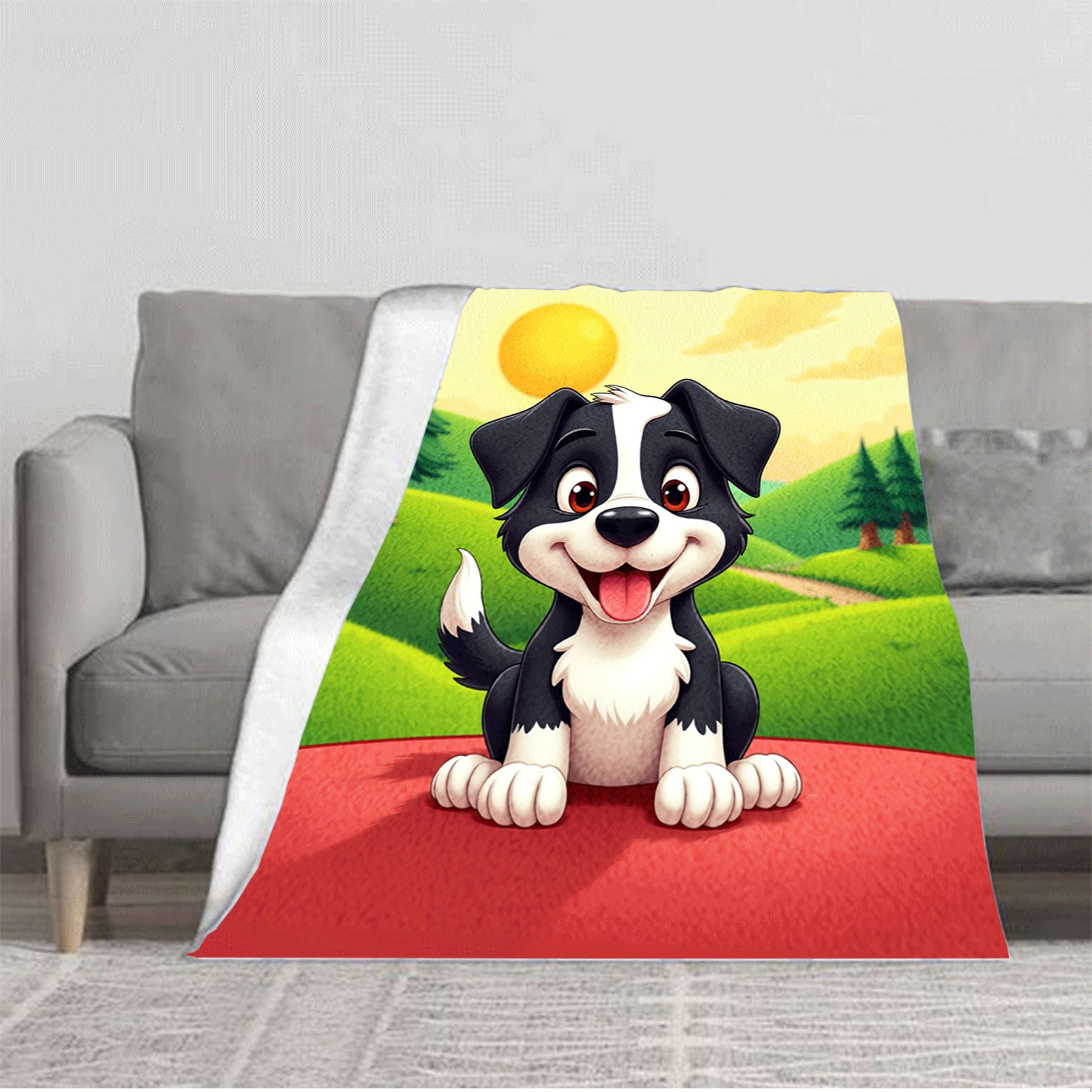 Durable Soft & Warm Flannel Blanket - Cozy Dog Pattern Design for Sofa ...