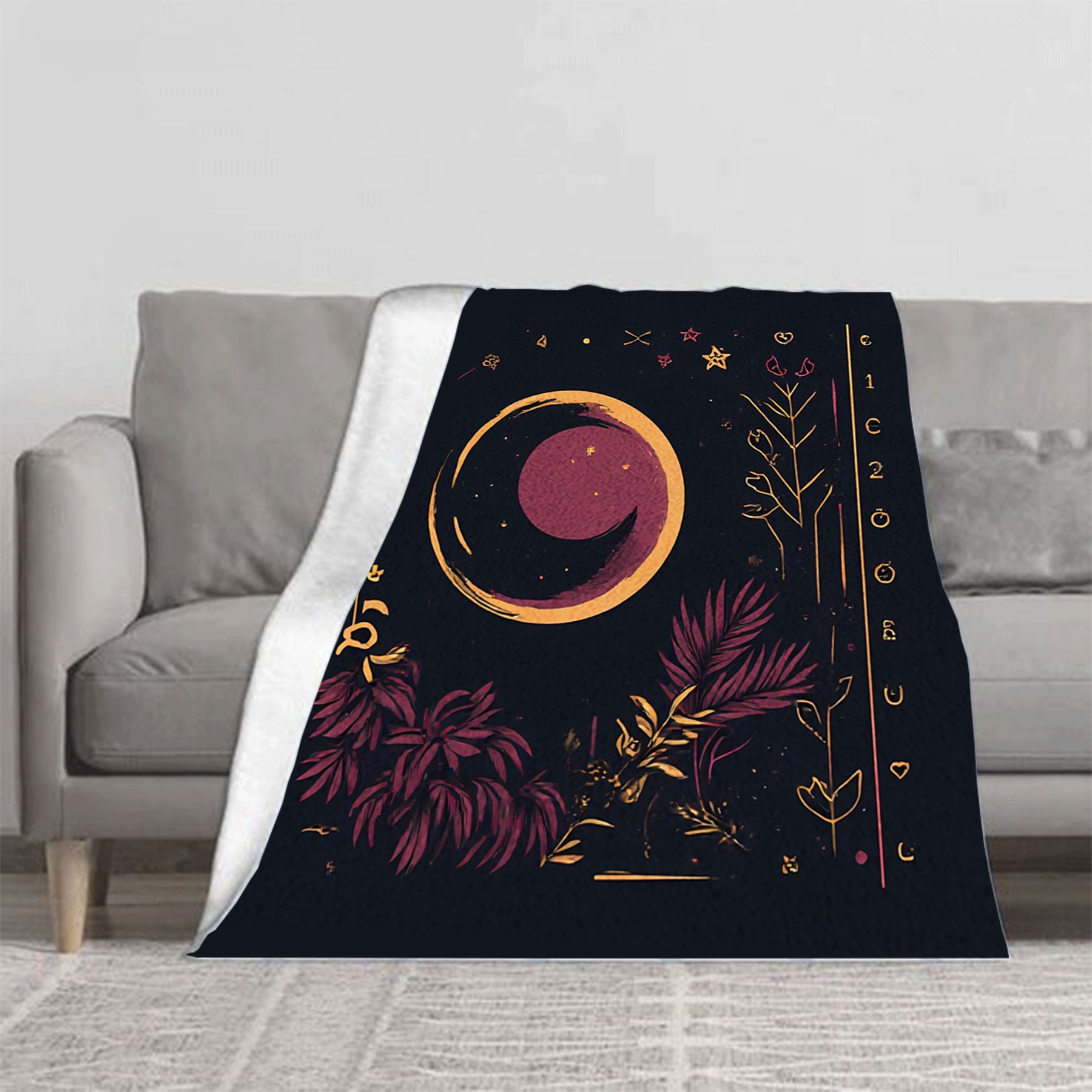 Durable Soft & Warm Flannel Blanket - Cozy Floral & Celestial Design ...