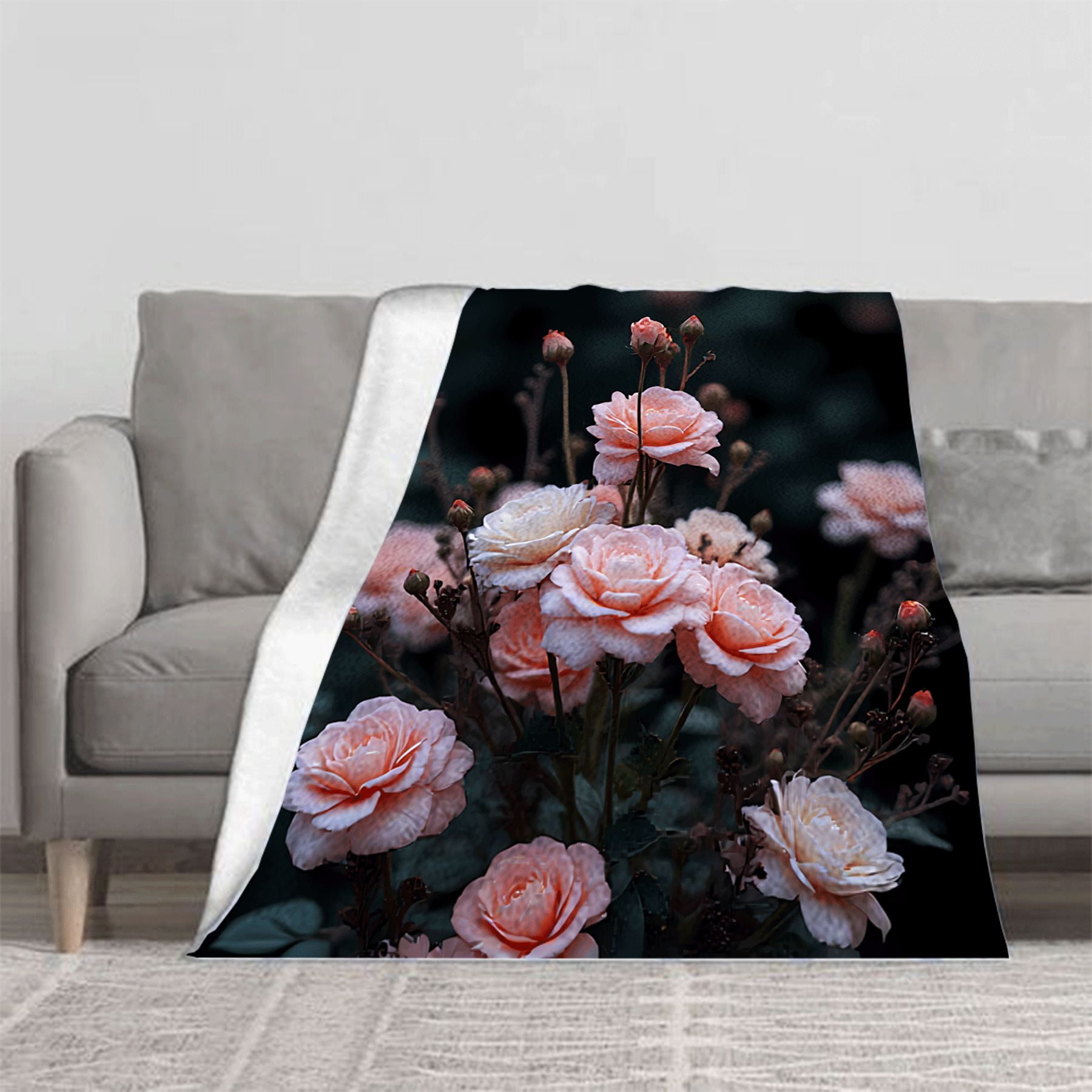 Durable Soft & Warm Flannel Blanket - Cozy Floral Design for Sofa ...