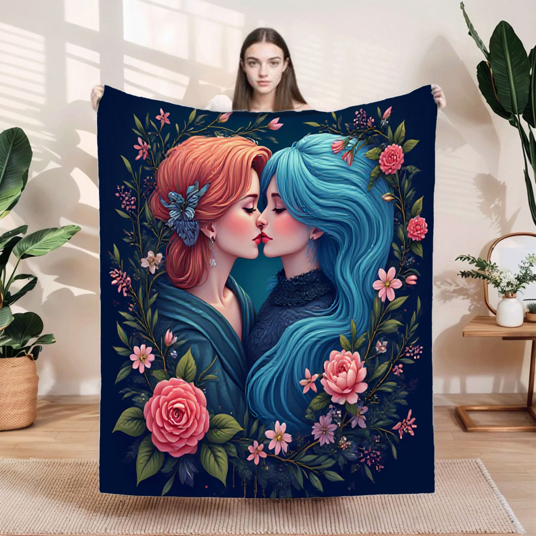 Durable Soft & Warm Flannel Blanket - Cozy Floral Design for Sofa ...