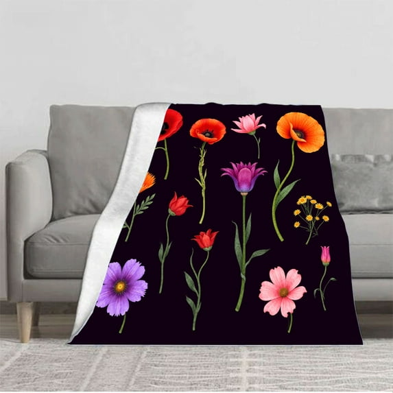 Durable Soft & Warm Flannel Blanket - Cozy Floral Design for Sofa ...