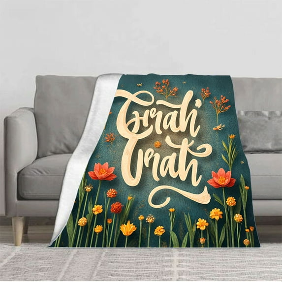 Durable Soft & Warm Flannel Blanket - Cozy Floral Design with Dark Teal ...