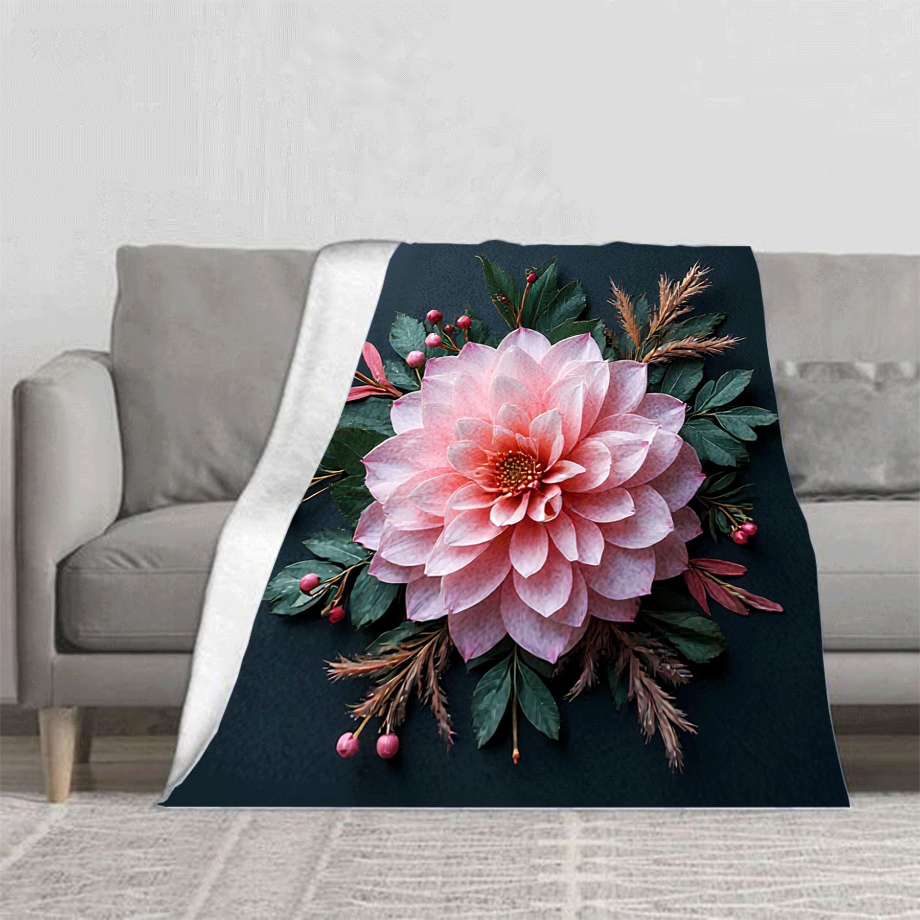 Durable Soft & Warm Flannel Blanket - Cozy Floral Design with Layered ...