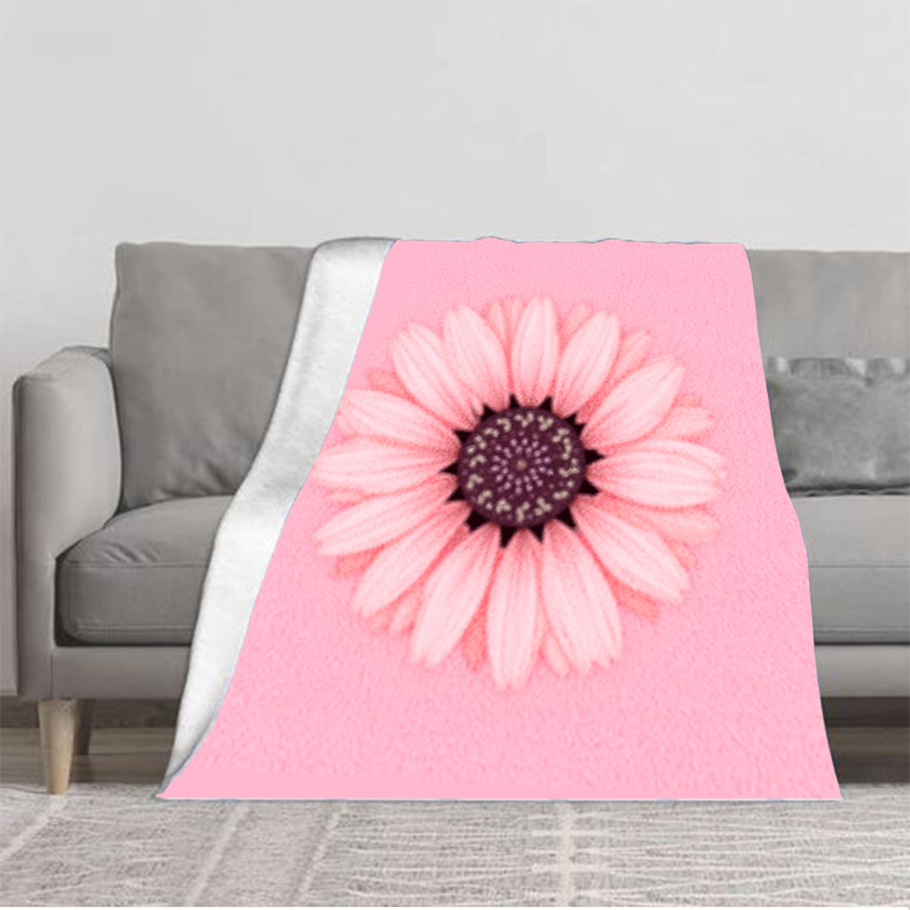 Durable Soft & Warm Flannel Blanket - Cozy Floral Design with Pink ...