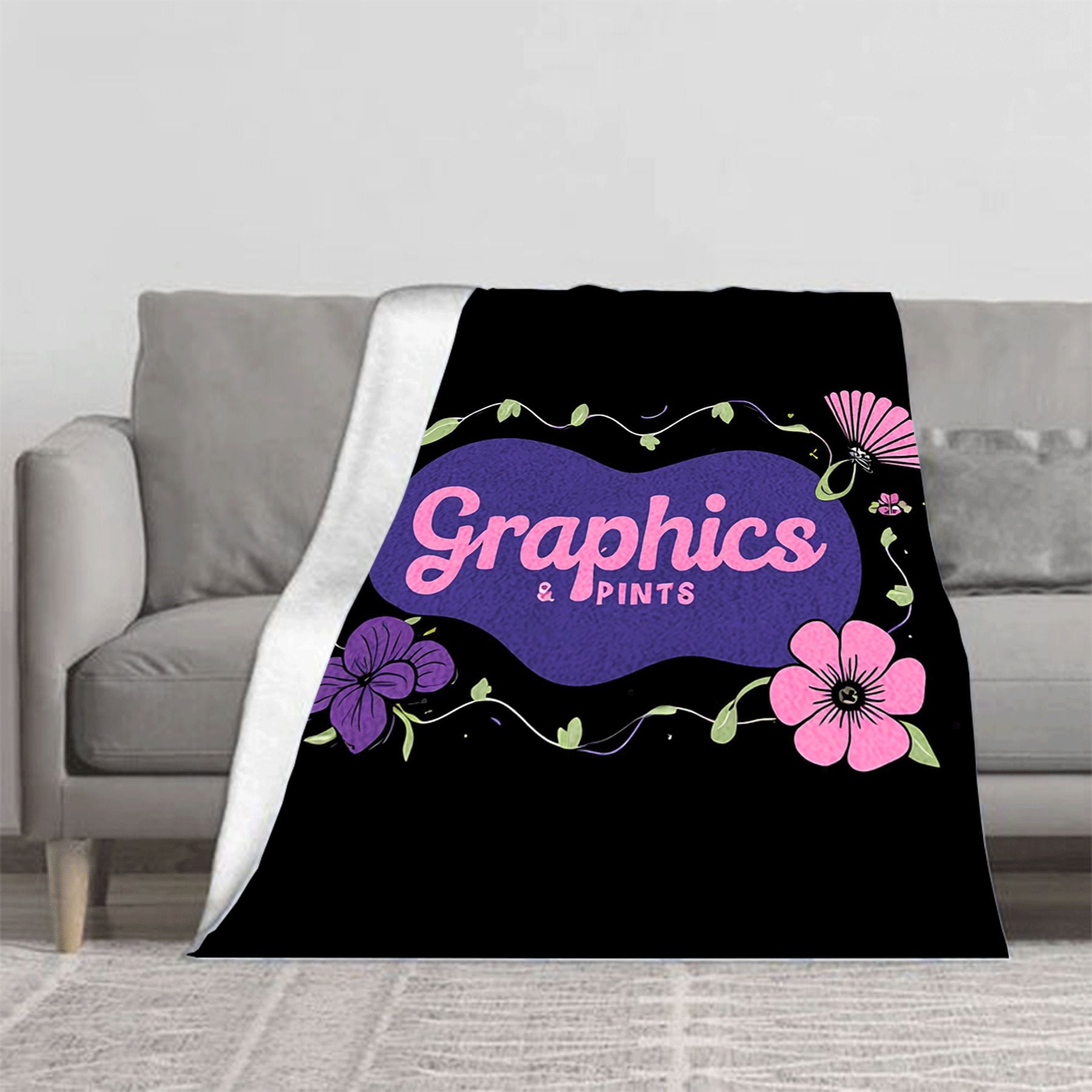 Durable Soft & Warm Flannel Blanket - Cozy Floral Design with Purple ...