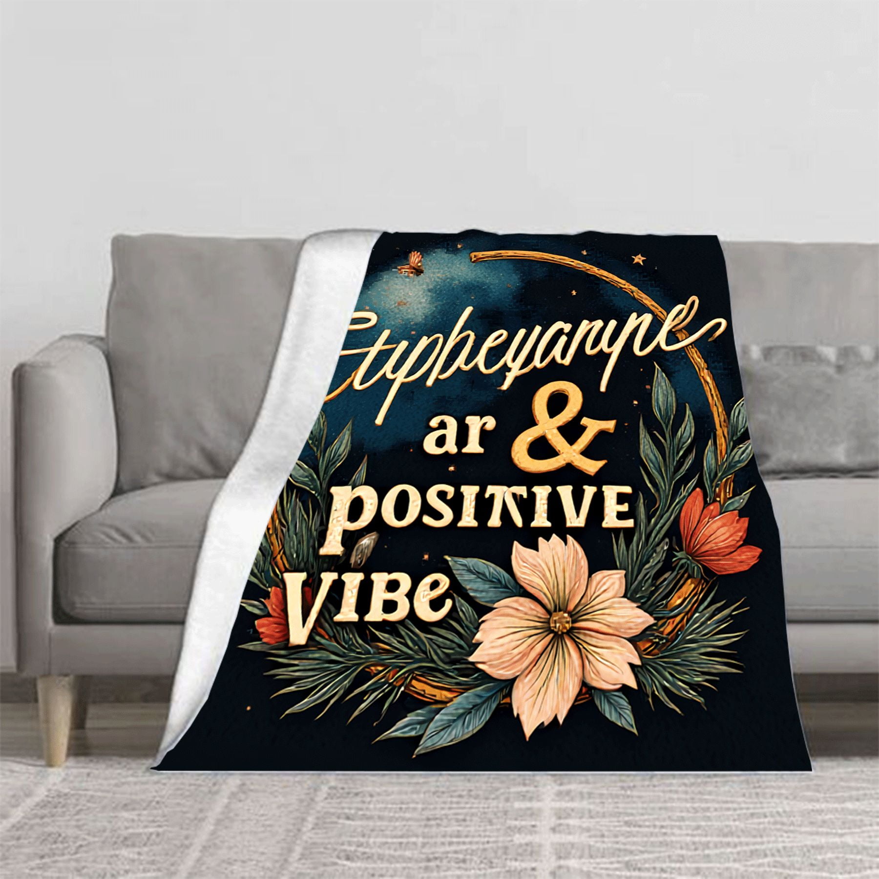 Durable Soft & Warm Flannel Blanket - Cozy Floral Design with Starry ...