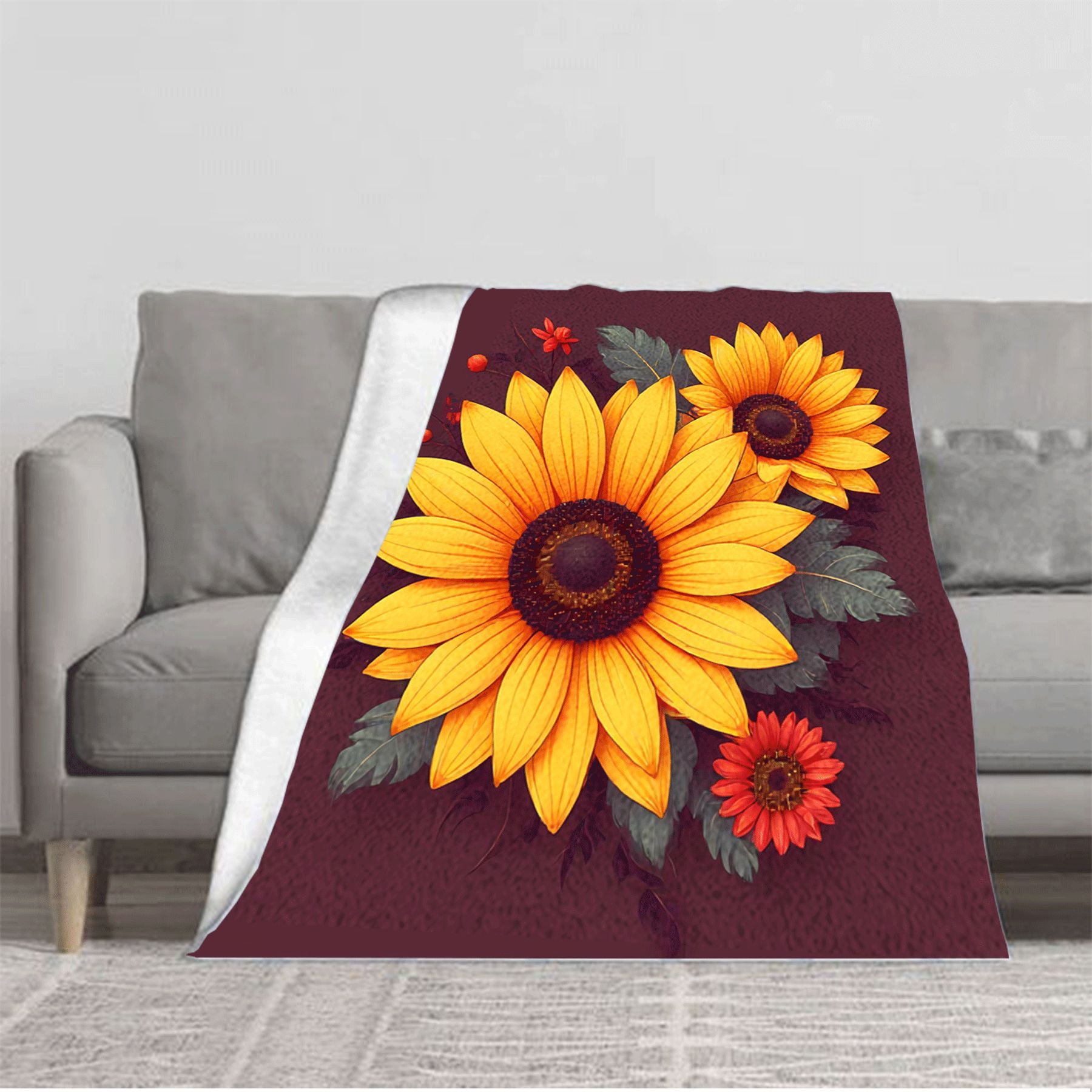 Durable Soft & Warm Flannel Blanket - Cozy Floral Design with ...