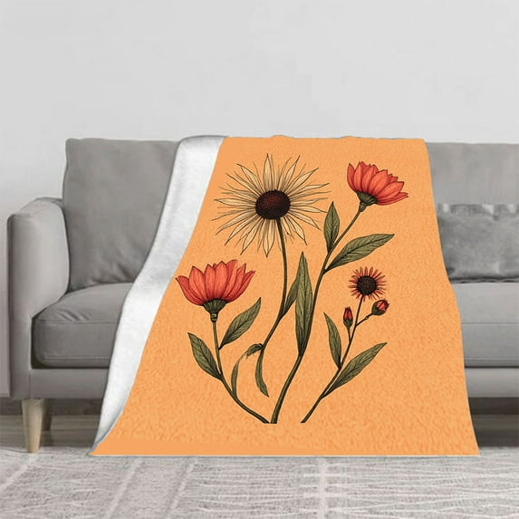 Durable Soft & Warm Flannel Blanket - Cozy Floral Design with ...