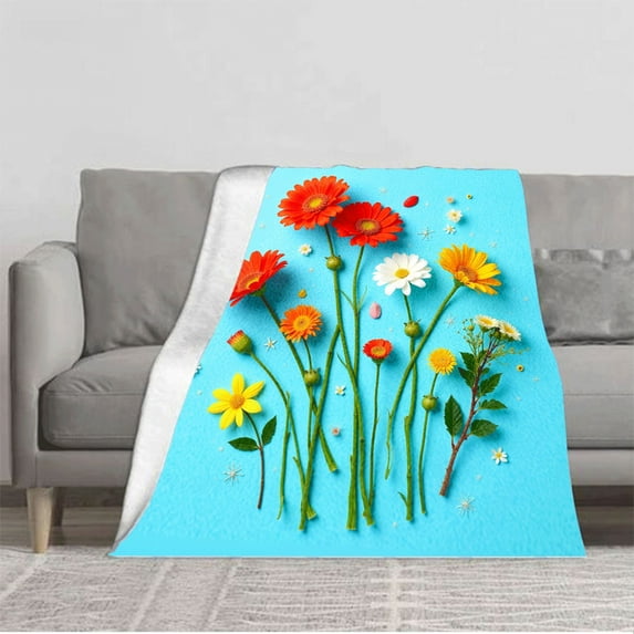 Durable Soft & Warm Flannel Blanket - Cozy Floral Design with Vibrant ...