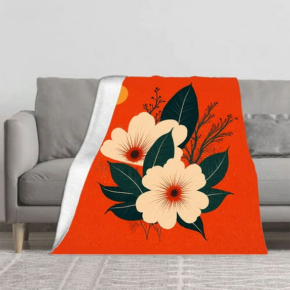 Durable Soft & Warm Flannel Blanket - Cozy Floral Design with Vibrant ...