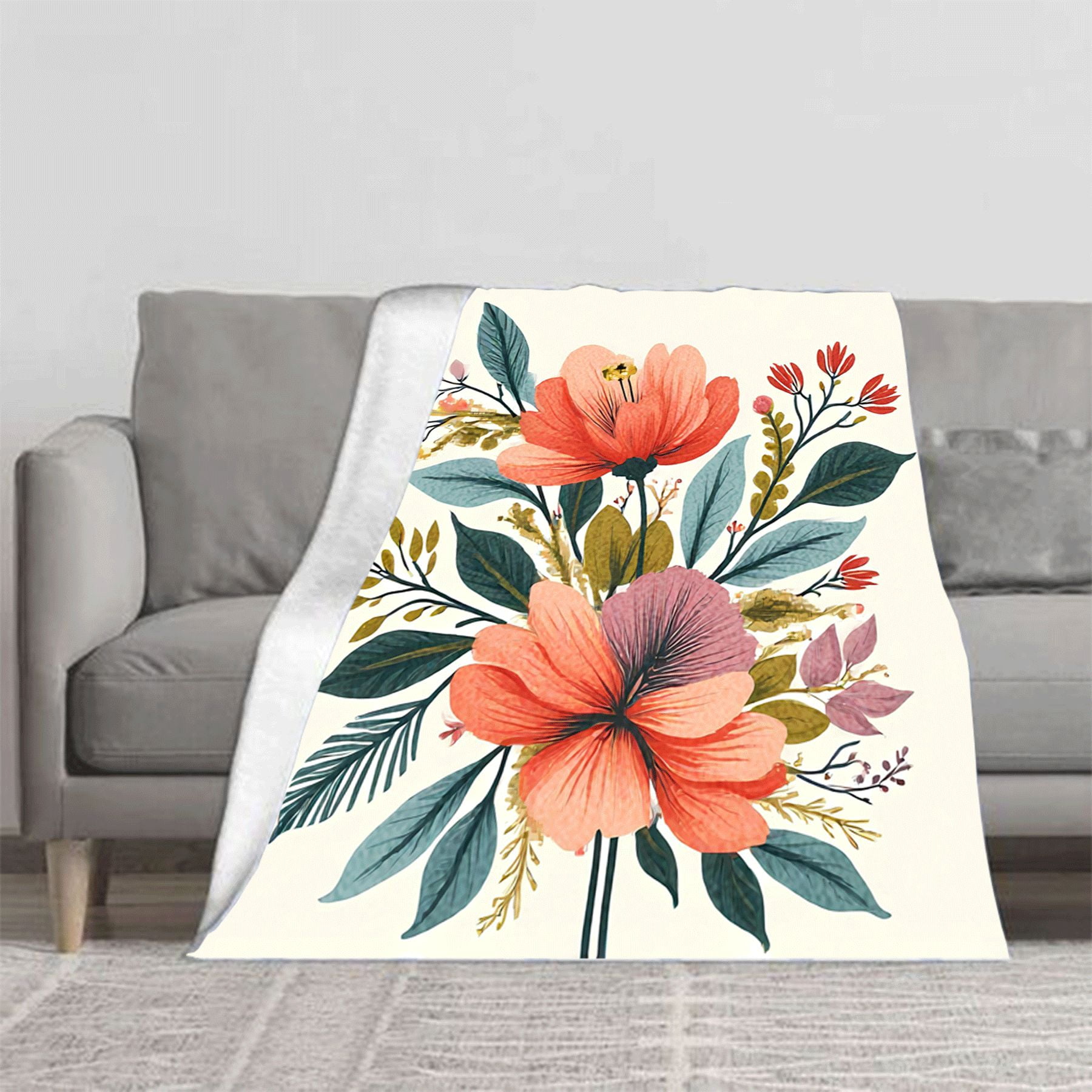 Durable Soft & Warm Flannel Blanket - Cozy Floral Design with Vibrant ...