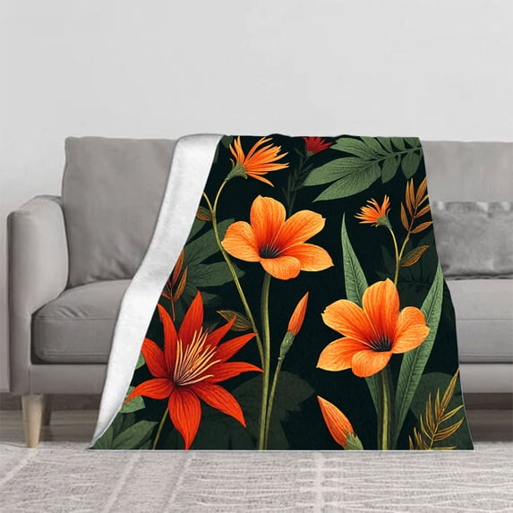 Durable Soft & Warm Flannel Blanket - Cozy Floral Design with Vibrant ...