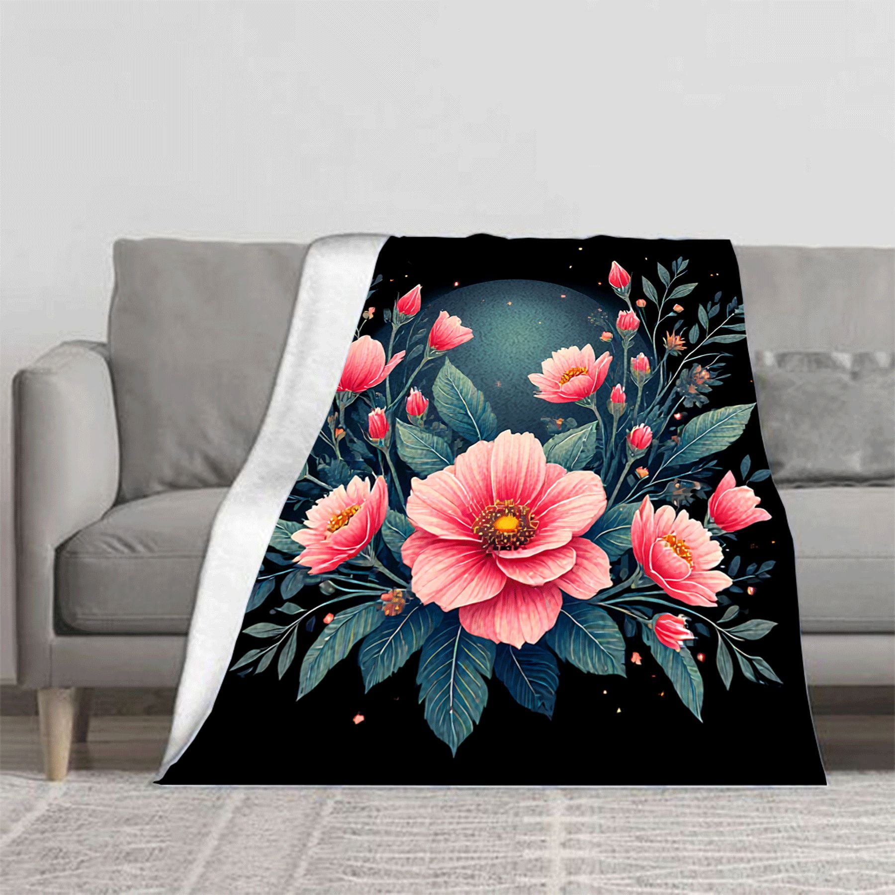 Durable Soft & Warm Flannel Blanket - Cozy Floral Design with Vibrant ...