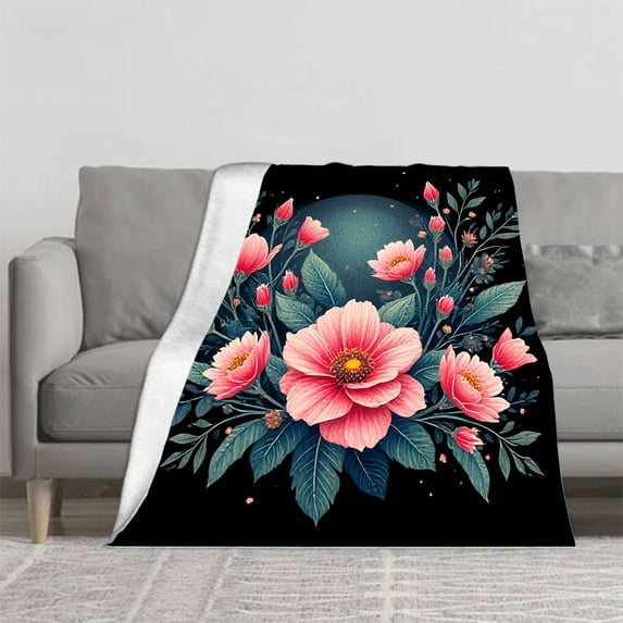 Durable Soft & Warm Flannel Blanket - Cozy Floral Design with Vibrant ...