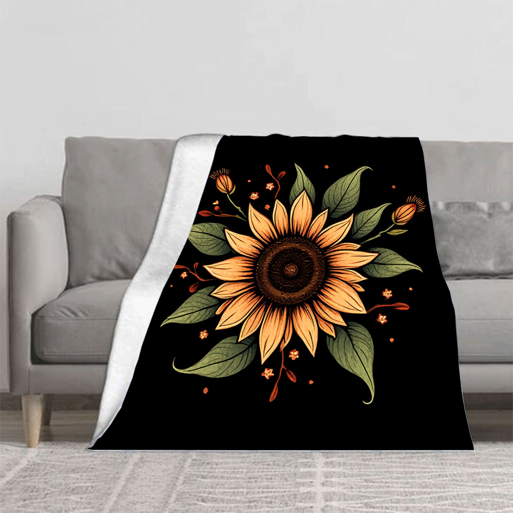 Durable Soft & Warm Flannel Blanket - Cozy Floral Design with Vibrant ...