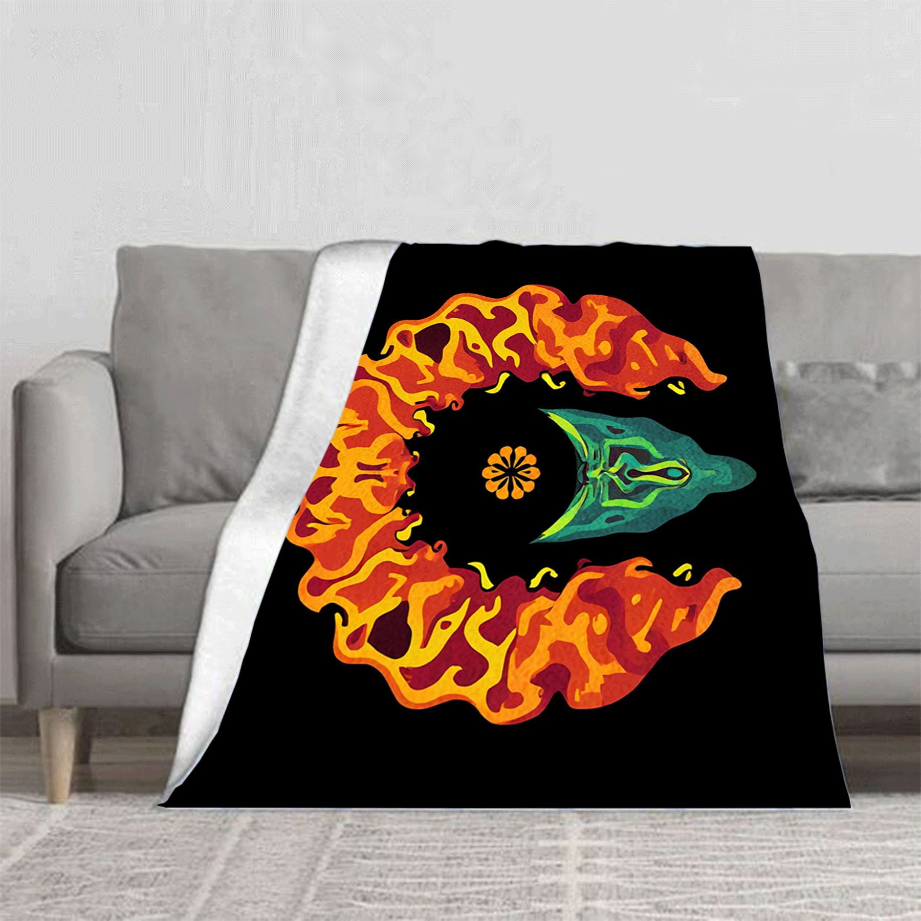 Durable Soft & Warm Flannel Blanket - Cozy Floral Flame Design for Sofa ...