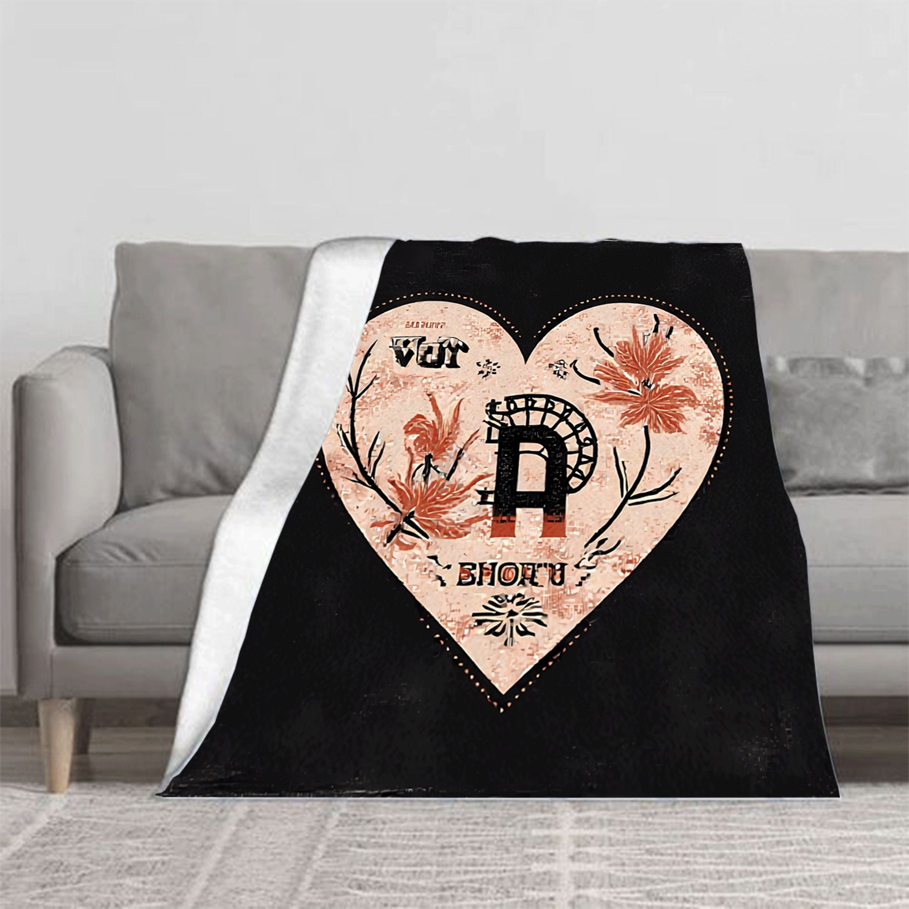 Durable Soft & Warm Flannel Blanket - Cozy Floral Heart Design Perfect ...