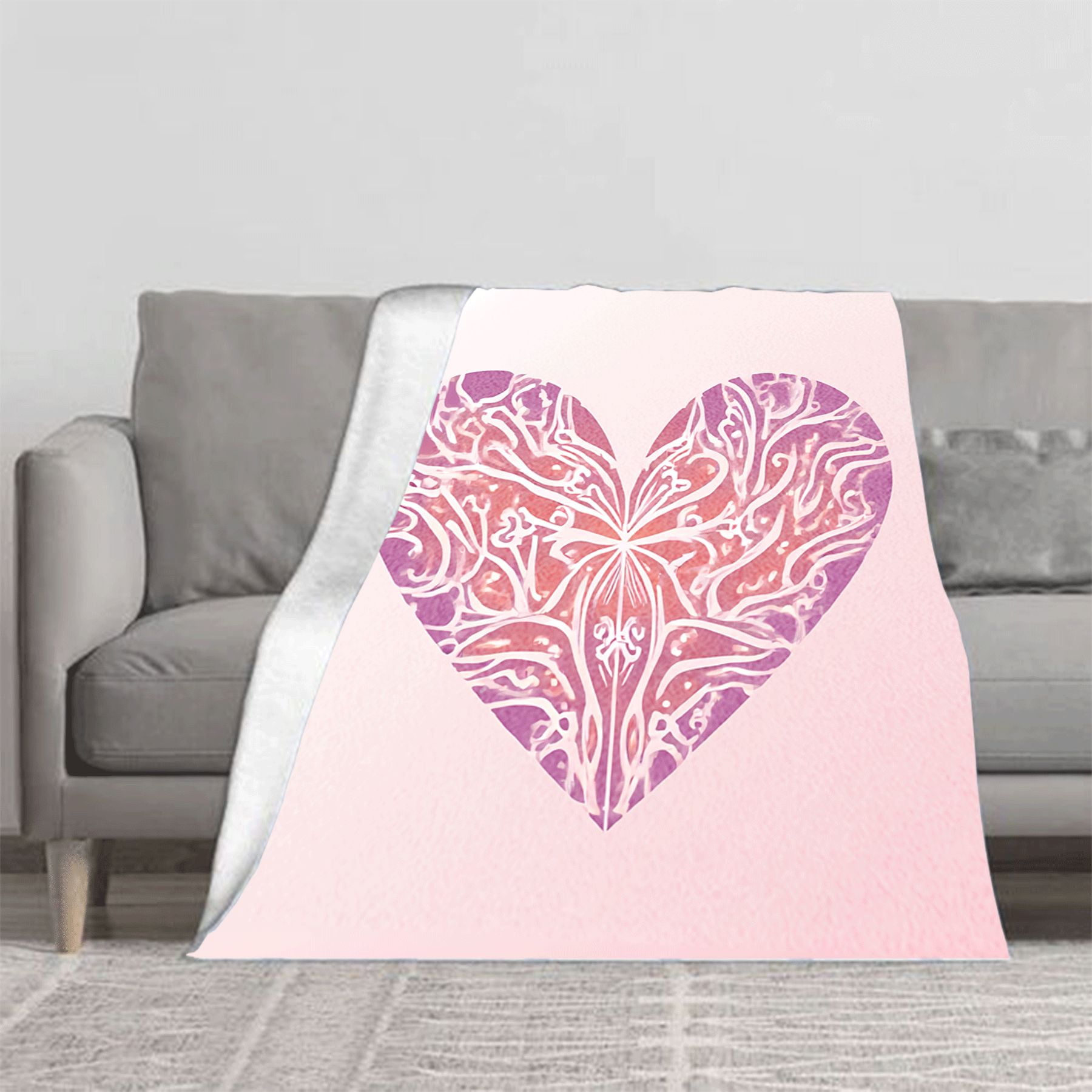 Durable Soft & Warm Flannel Blanket - Cozy Floral Heart Design in ...