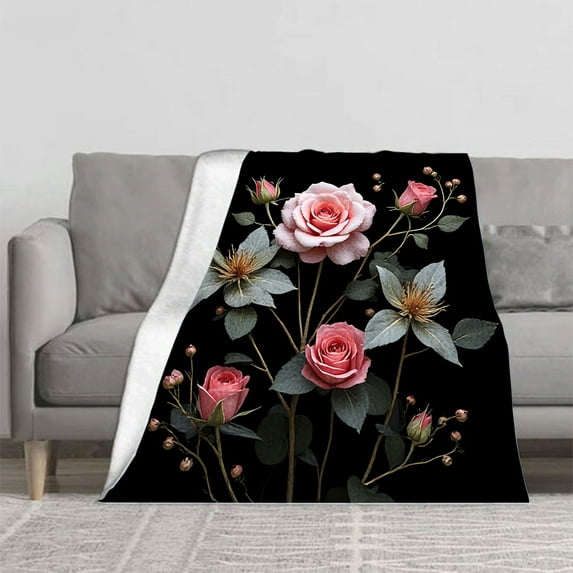 Durable Soft & Warm Flannel Blanket - Cozy Floral Pattern for Sofa ...