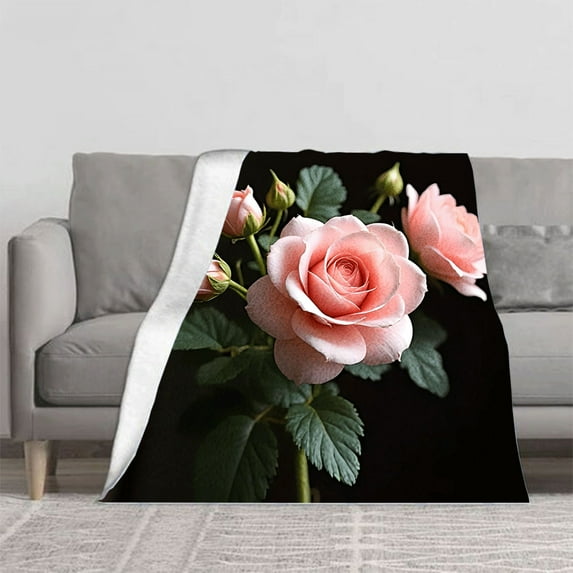 Durable Soft & Warm Flannel Blanket - Cozy Floral Pattern for Sofa ...