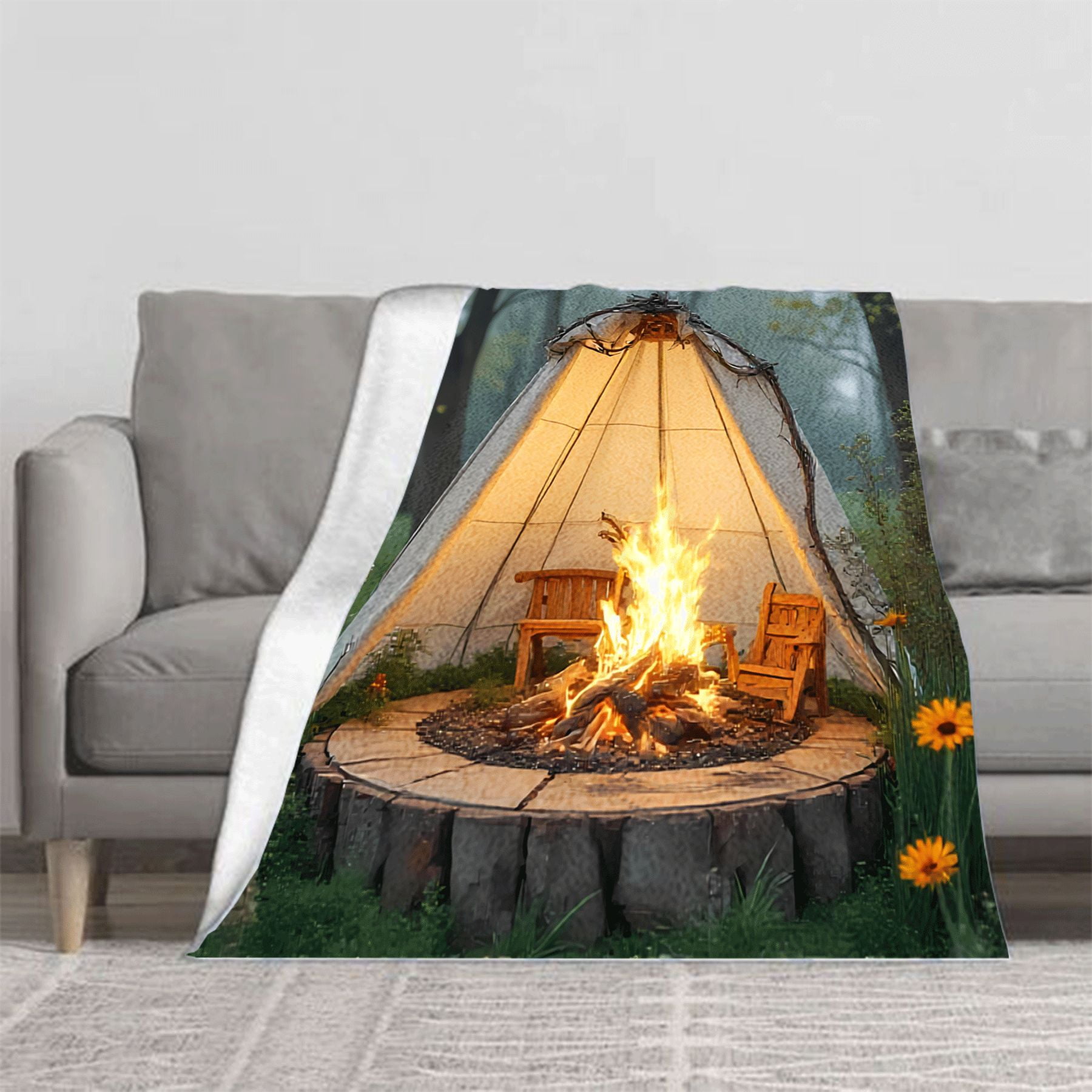 Durable Soft & Warm Flannel Blanket - Cozy Floral Pattern for Sofa ...