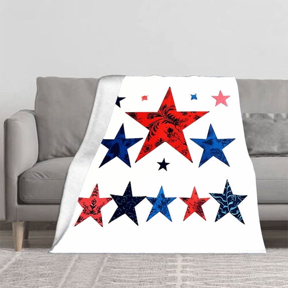 Durable Soft & Warm Flannel Blanket - Cozy Floral Star Pattern Design ...
