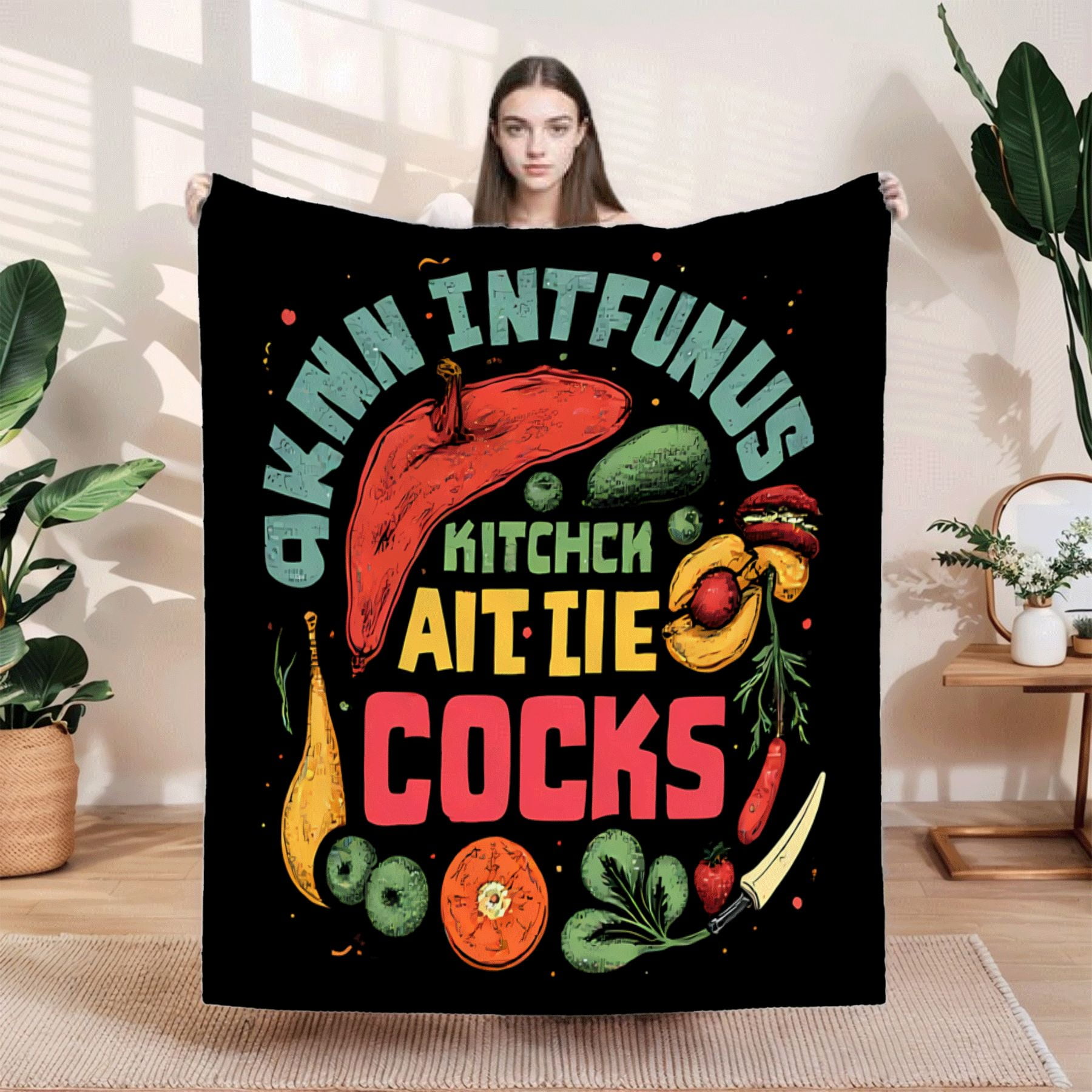 Durable Soft & Warm Flannel Blanket - Cozy Fruit & Vegetable Pattern ...
