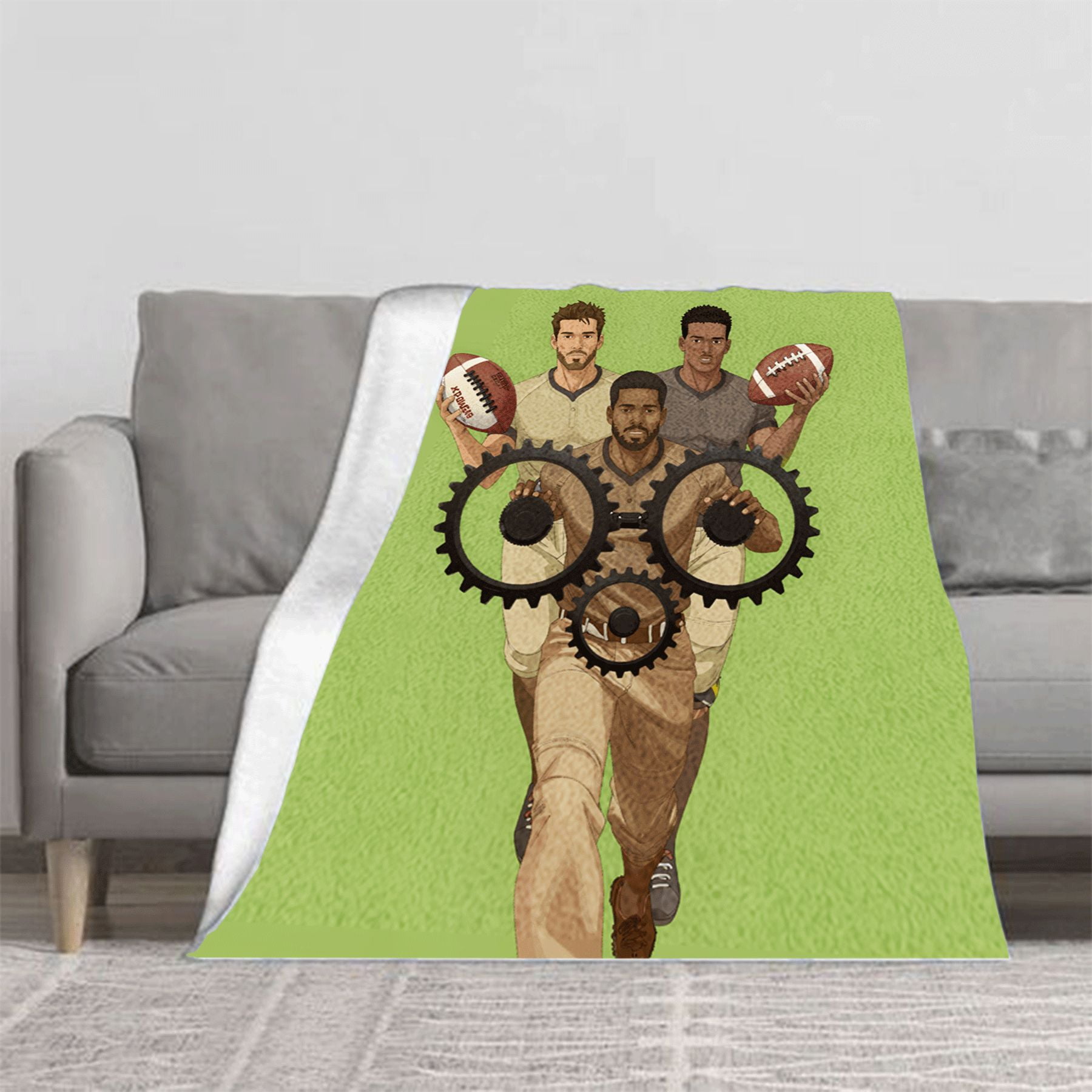 Durable Soft & Warm Flannel Blanket - Cozy Gear Pattern Design for Sofa ...