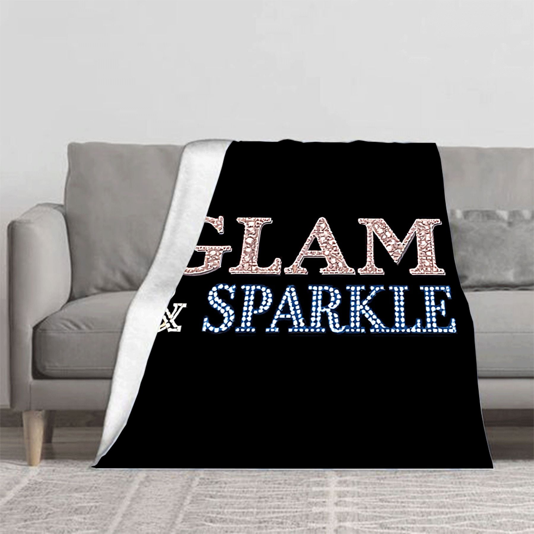 Durable Soft & Warm Flannel Blanket - Cozy Glittery Pink & Blue Design ...