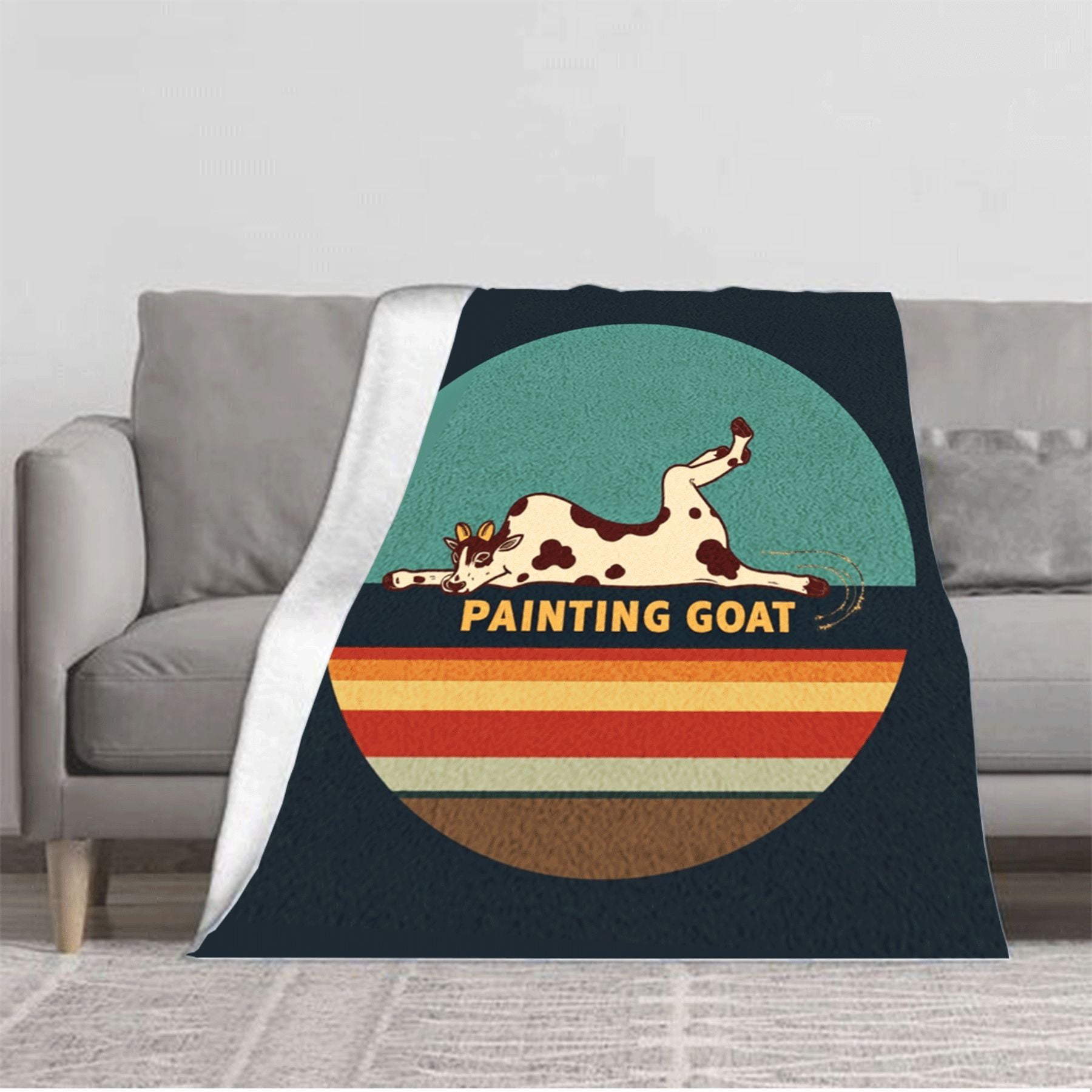 Durable Soft & Warm Flannel Blanket - Cozy Goat Design with Colorful ...