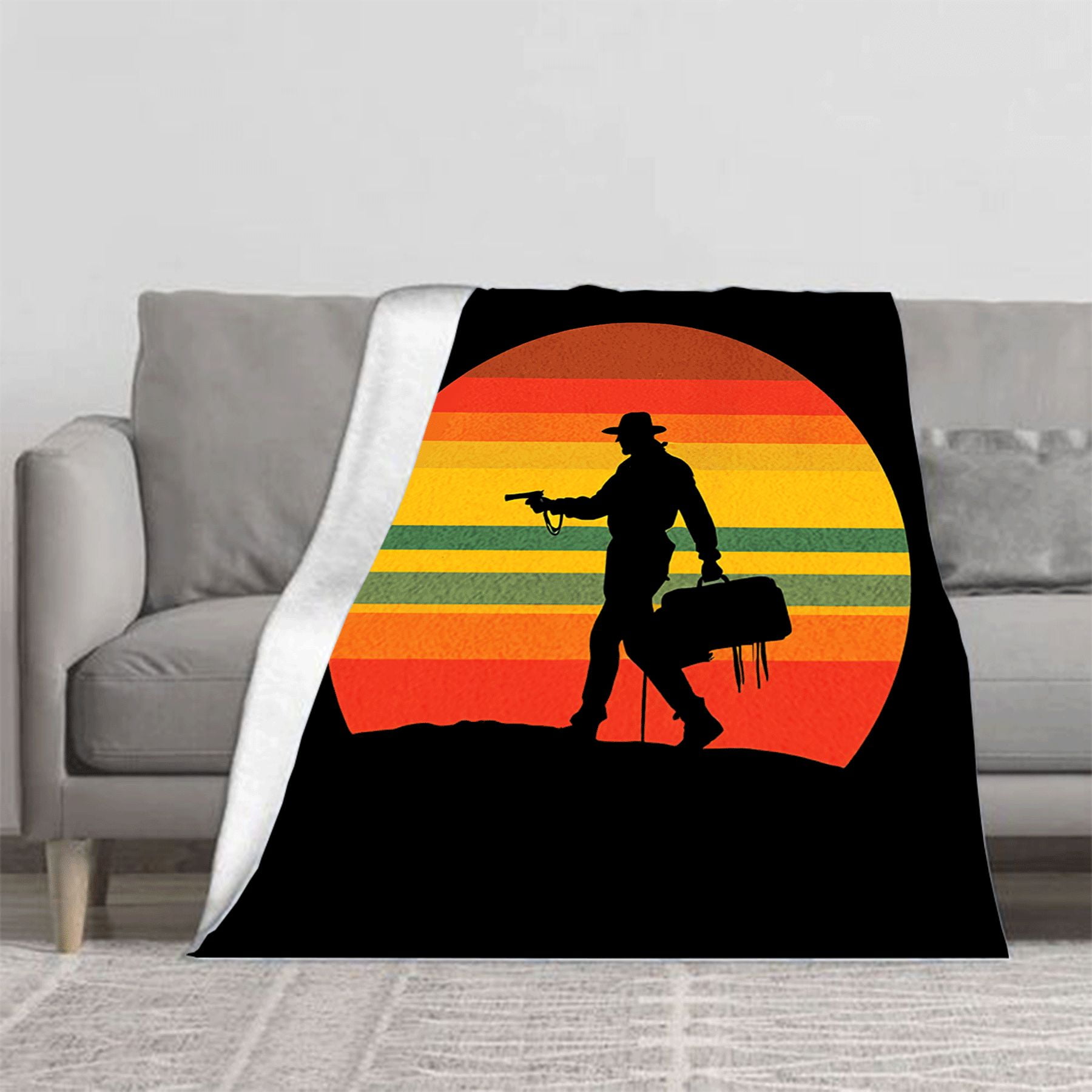 Durable Soft & Warm Flannel Blanket - Cozy Gradient Sunset Design for ...